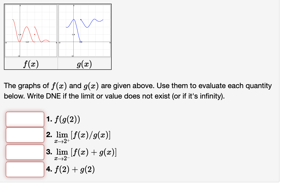 Solved The graphs of f(x) and g(x) are given above. Use them | Chegg.com