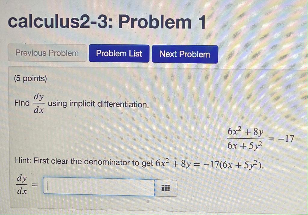 Solved calculus2-3: Problem 1 Previous Problem Problem List | Chegg.com