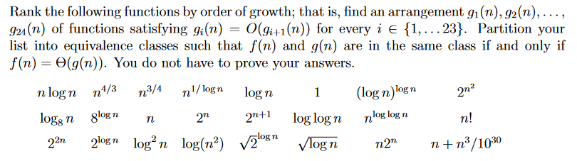 Solved Rank the following functions by order of growth; that | Chegg.com