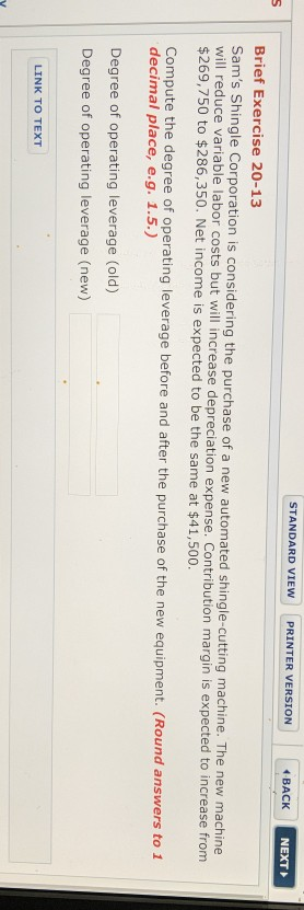 Solved STANDARD VIEW PRINTER VERSION 4 ВАСК NEXT Brief | Chegg.com