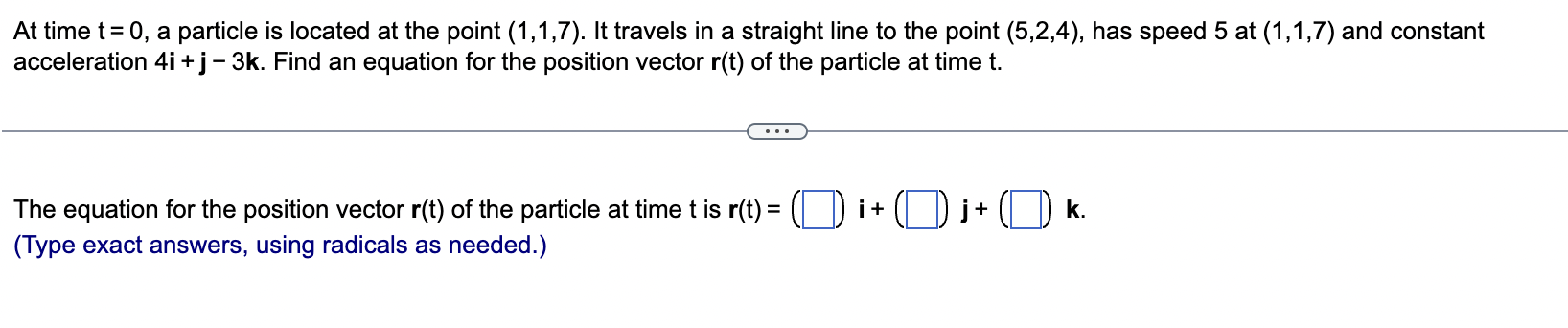 Solved At time t=0, a particle is located at the point | Chegg.com