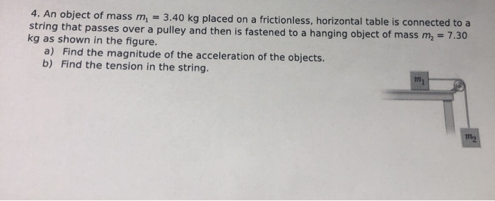 Solved 4. An object of string that passes over a pulley and | Chegg.com