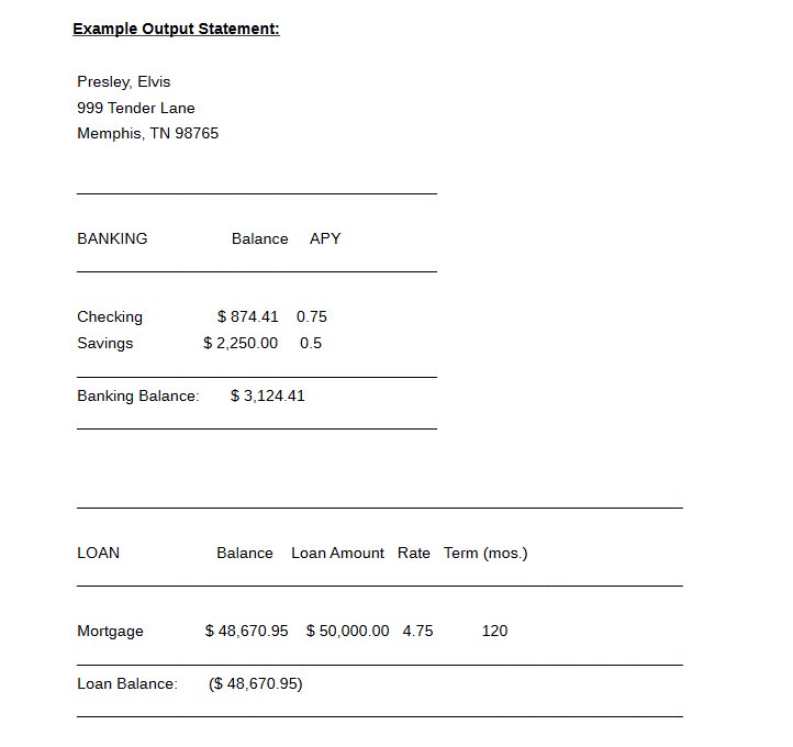 Solved Create a Java application with the following | Chegg.com