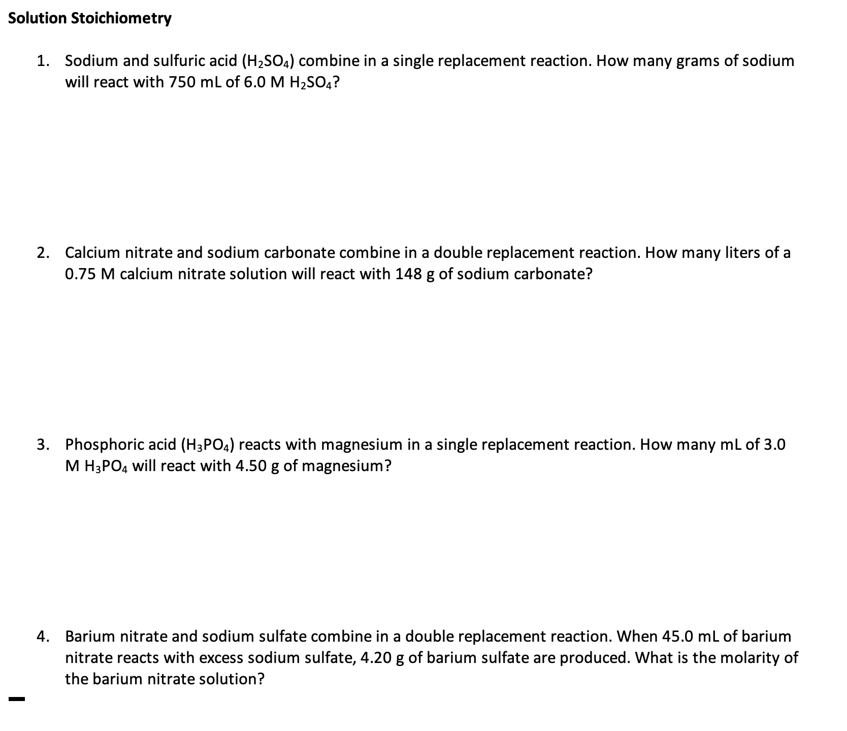 Solved Stoichiometry 1-4 | Chegg.com