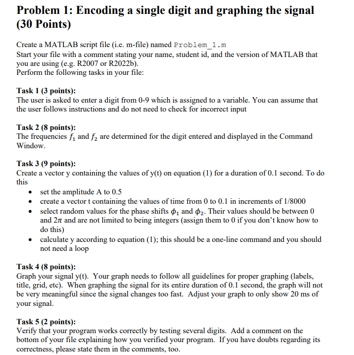 [Solved]: use matlab Preamble Dual-tone multiple frequency