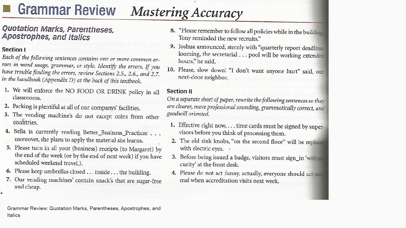 Grammar Review Mastering Accuracy Quotation Marks, | Chegg.com