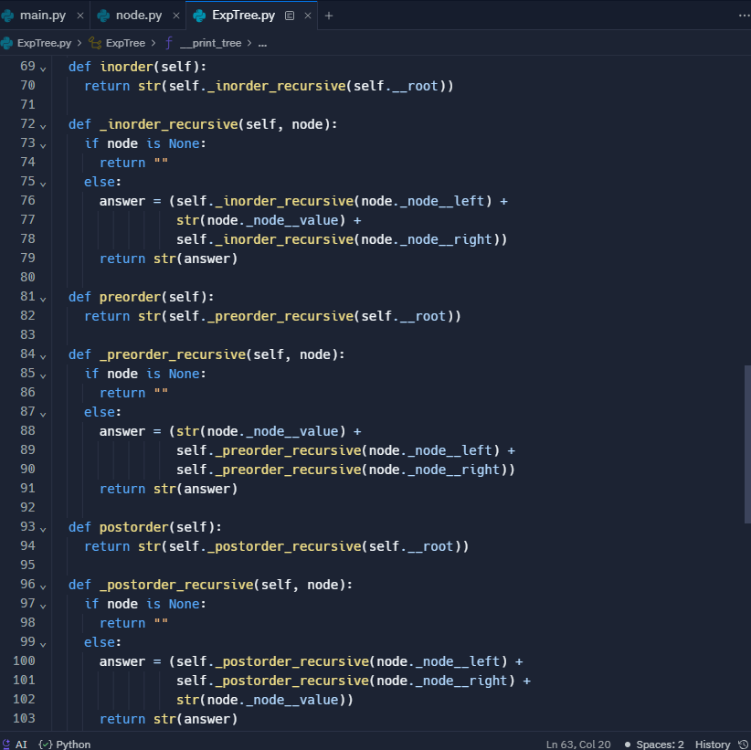 Solved n.py > Egain >.... from ExpTree import ExpTree class | Chegg.com