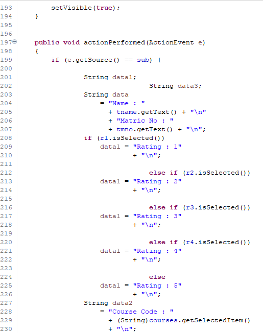 Solved Below are code for Course Evaluation, how can I add | Chegg.com