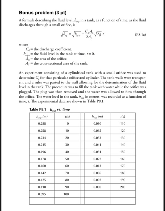 Solved Bonus problem (3 pt) A formula describing the fluid | Chegg.com