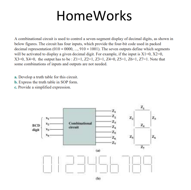 A combinational circuit is used to control a | Chegg.com