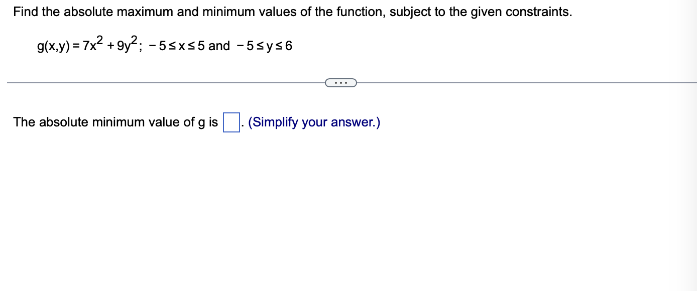 Solved Find the absolute maximum and minimum values of the | Chegg.com