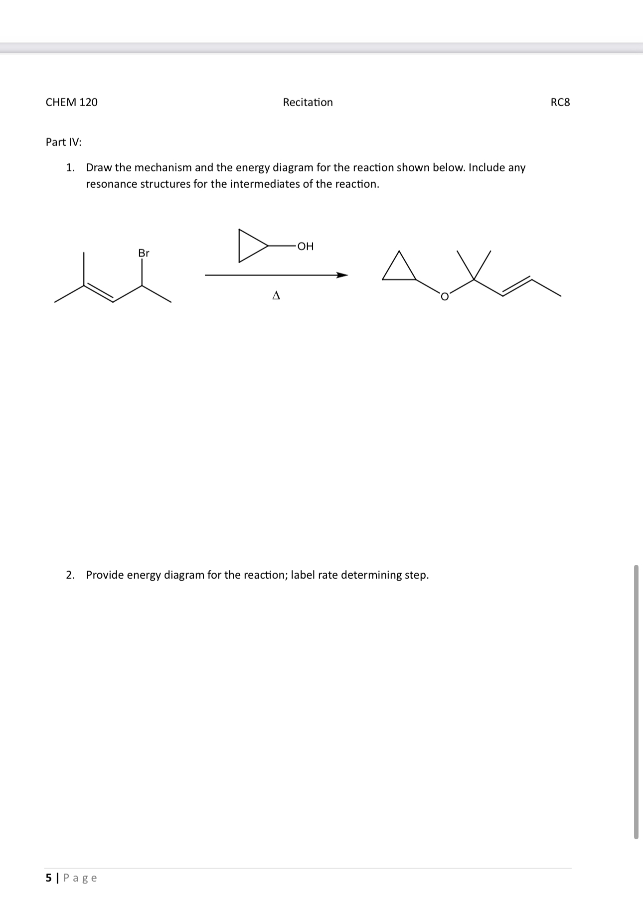 Part V: Multi-step synthesis Provide reagents needed | Chegg.com