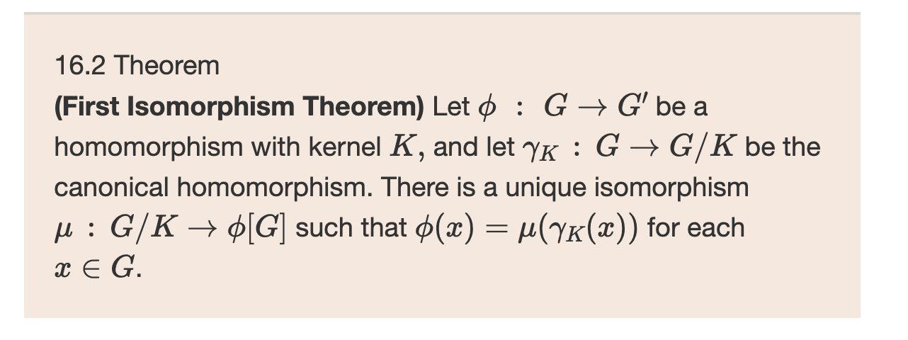 Solved 16.2 Theorem (First Isomorphism Theorem) Let ϕ:G→G′ | Chegg.com