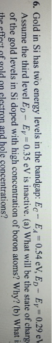 Solved Gold in Si has two energy levels in the bandgap: E_C | Chegg.com