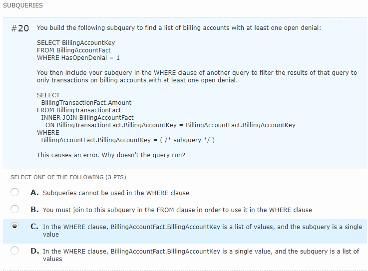 Solved SUBQUERIES #20 You build the following subquery to | Chegg.com