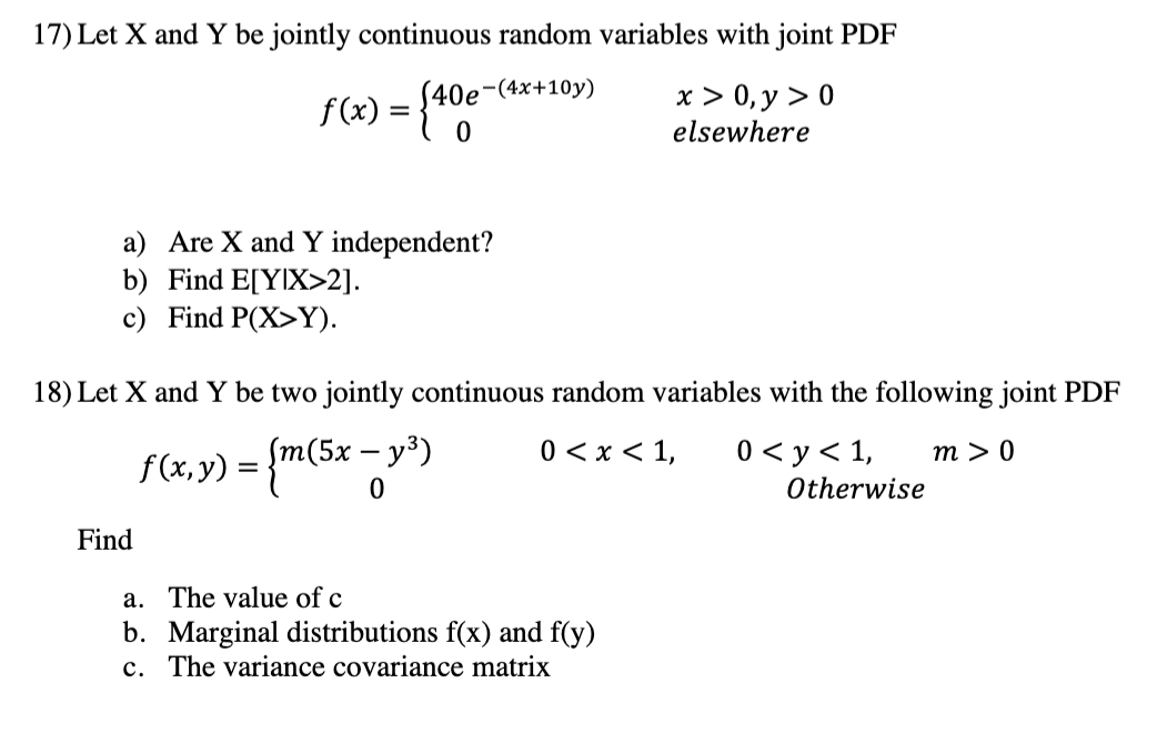 Solved 17) Let X and Y be jointly continuous random | Chegg.com