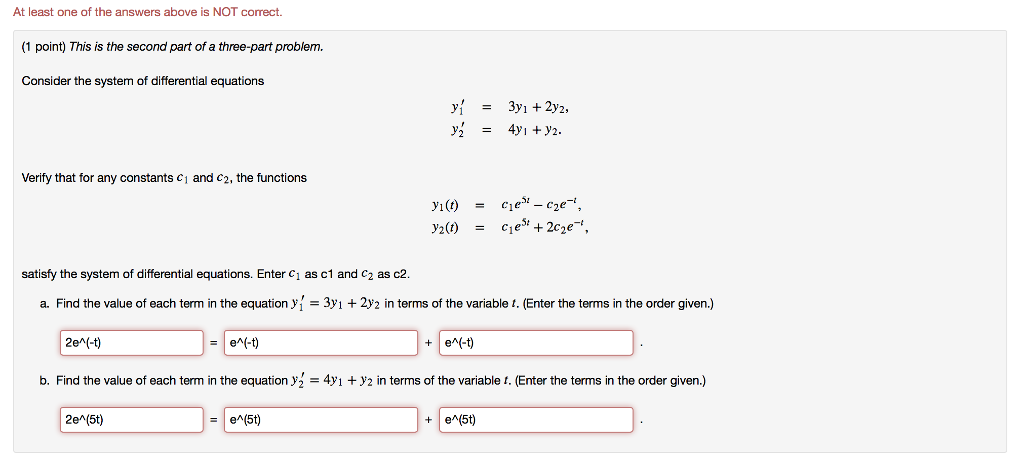 Solved 1 point) This is the first part of a three-part | Chegg.com