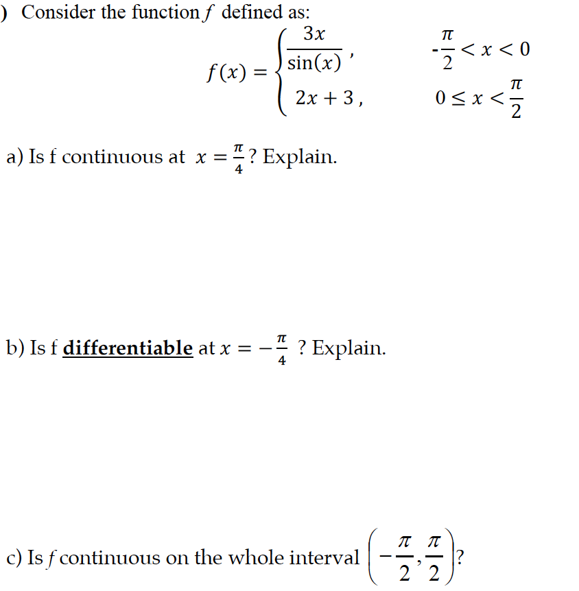 Solved TT ) Consider the function f defined as: 3x sin(x)' | Chegg.com