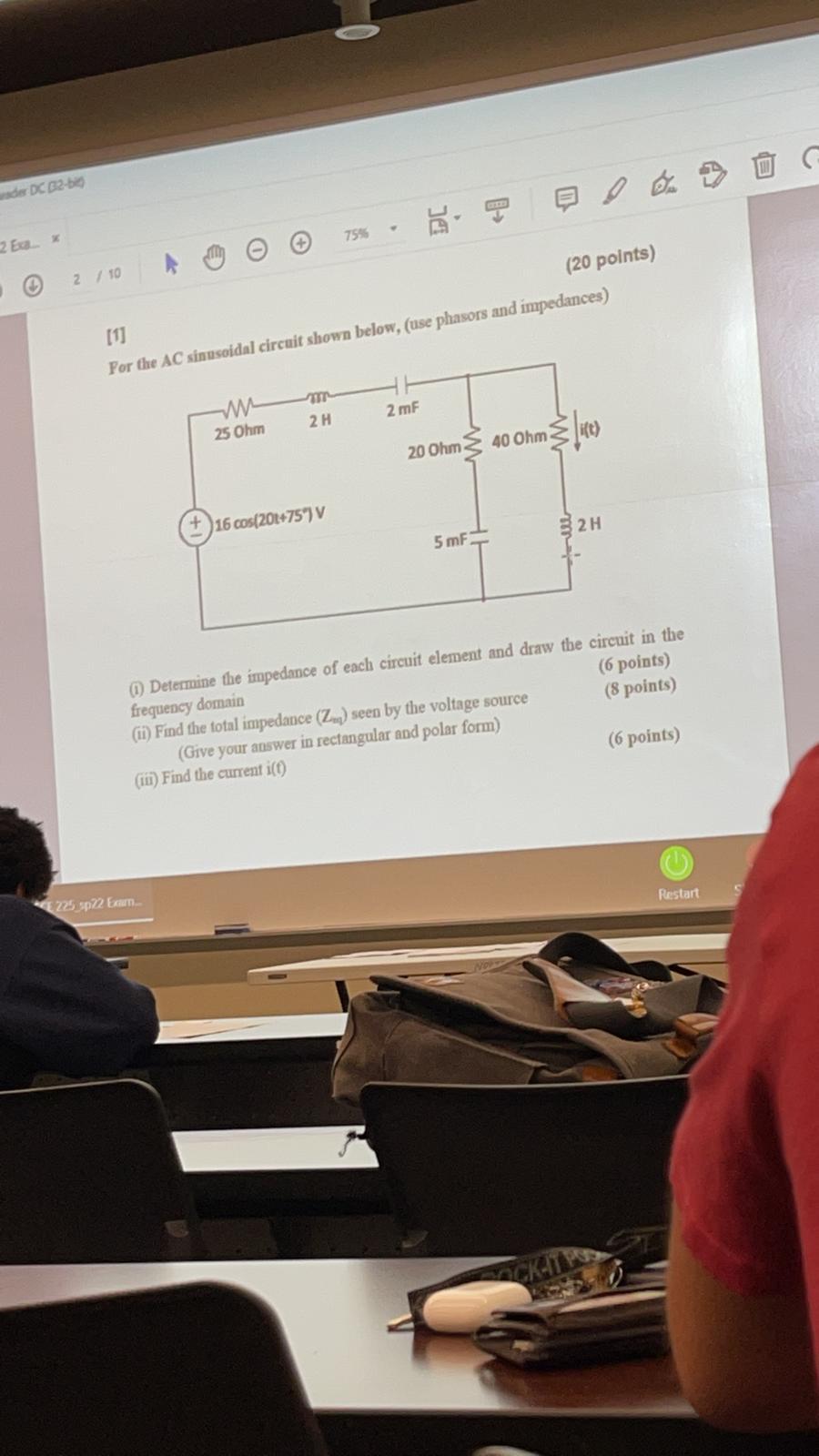 Solved DC B2- 755 2 E * 210 [1] (20 points) For the AC | Chegg.com