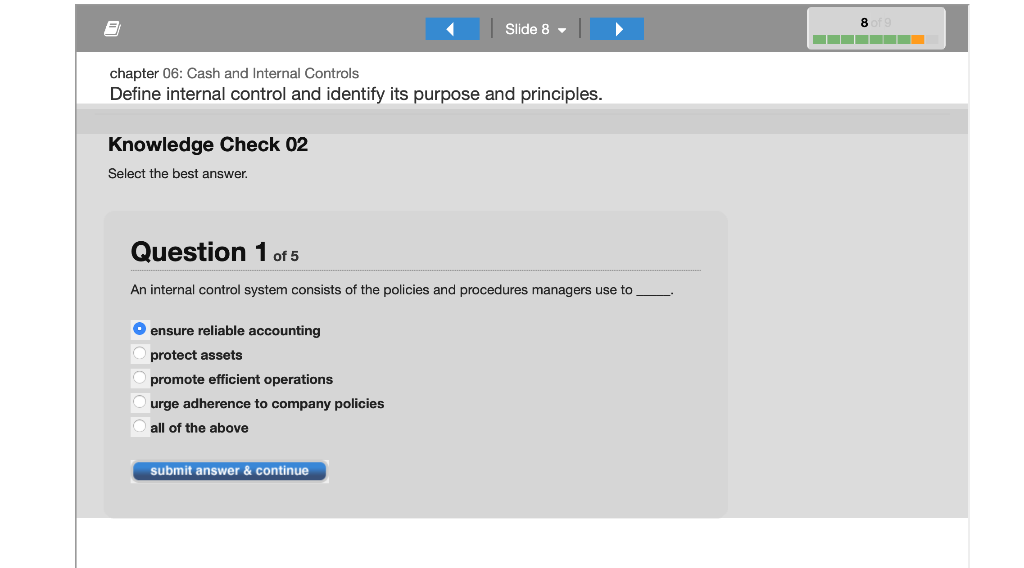 Solved Slide 8 8 of 9 chapter 06: Cash and Internal Controls | Chegg.com
