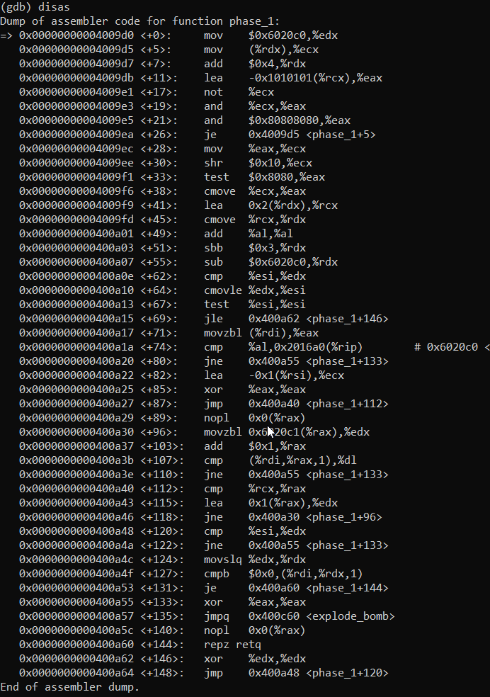 Need help with Defusing a Binary Bomb. I have so far | Chegg.com