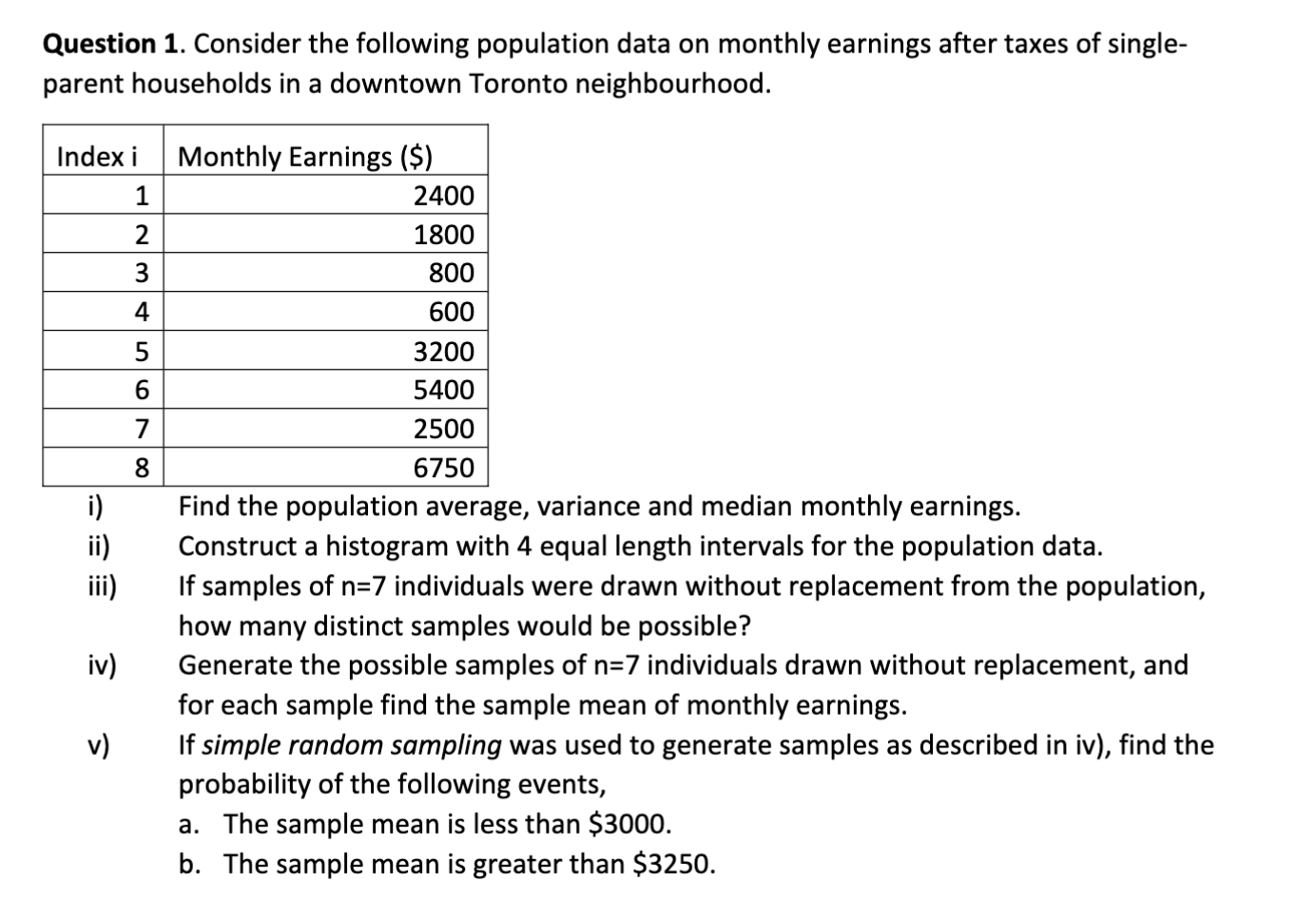 Solved Question 1. Consider the following population data on | Chegg.com