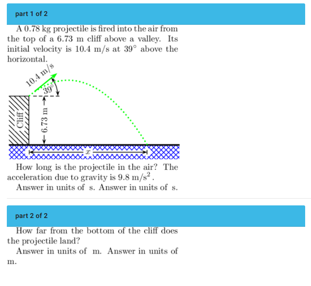 Solved A 0.78 kg projectile is fired into the air from the | Chegg.com