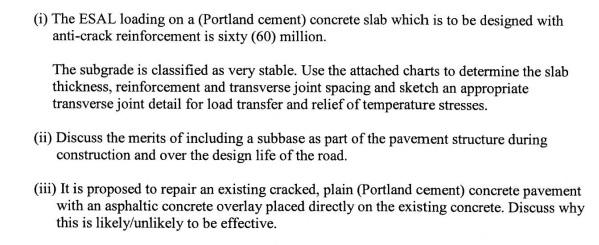 Solved (i) The ESAL loading on a (Portland cement) concrete | Chegg.com