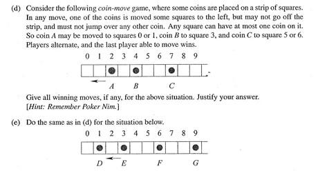 Solved (d) Consider the following coin-move game, where some | Chegg.com