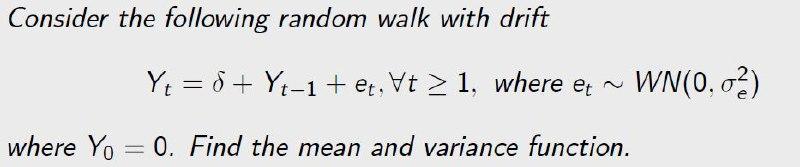 Solved Consider the following random walk with drift Ye = 8 | Chegg.com