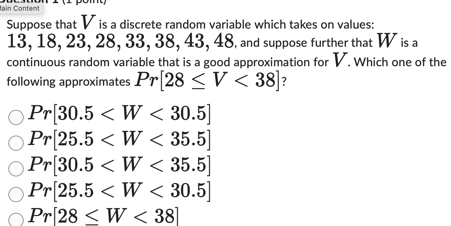 Solved Suppose that V is ﻿a discrete random variable which | Chegg.com