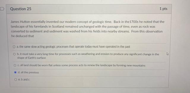 Solved James Hutton essentially invented our modern concept | Chegg.com