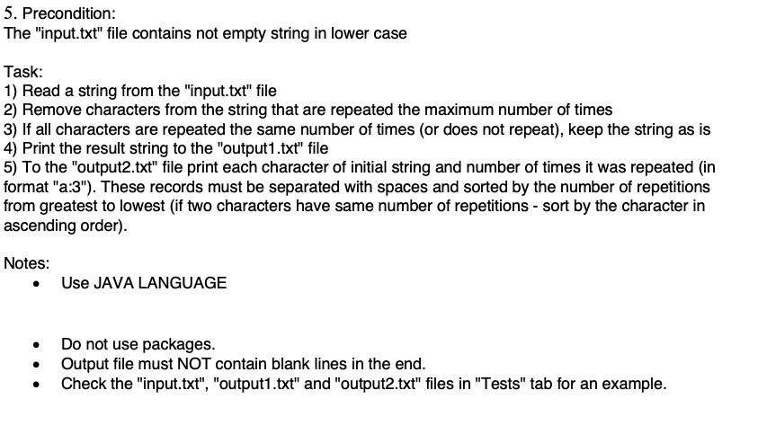 Solved Precondition The Input Txt File Contains Not Empty