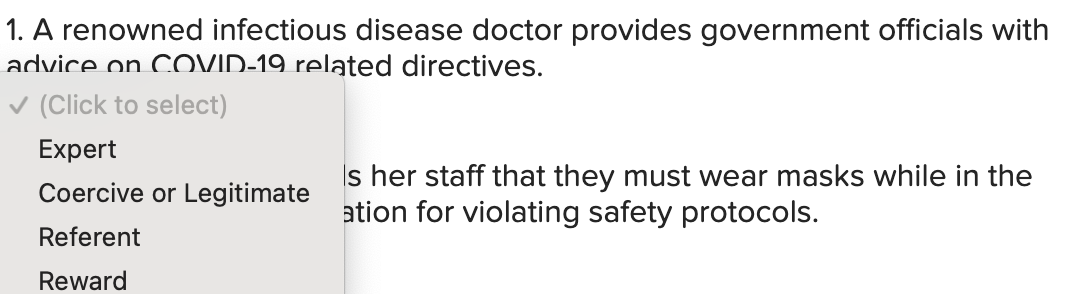 Solved Power is the discretion and the means to enforce your | Chegg.com