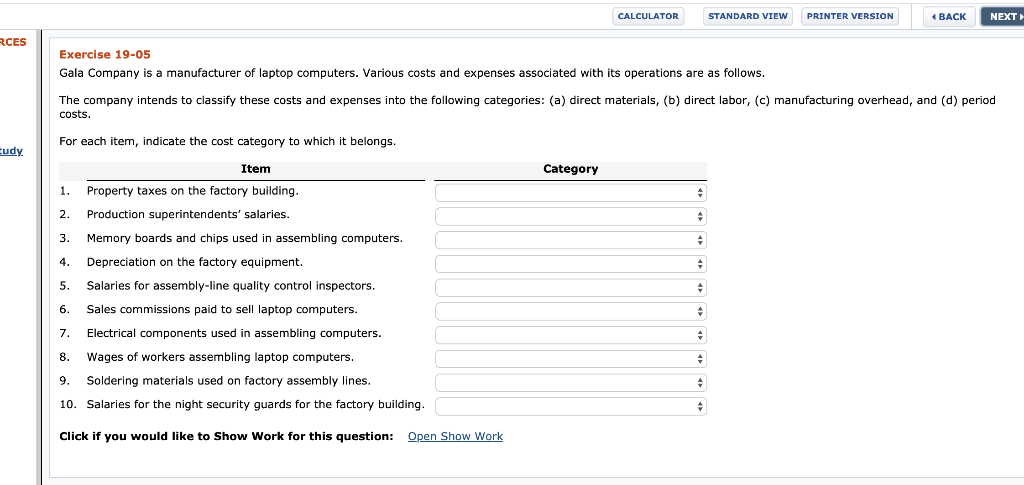 Solved CALCULATOR STANDARD VIEW PRINTER VERSION BACK NEXT | Chegg.com