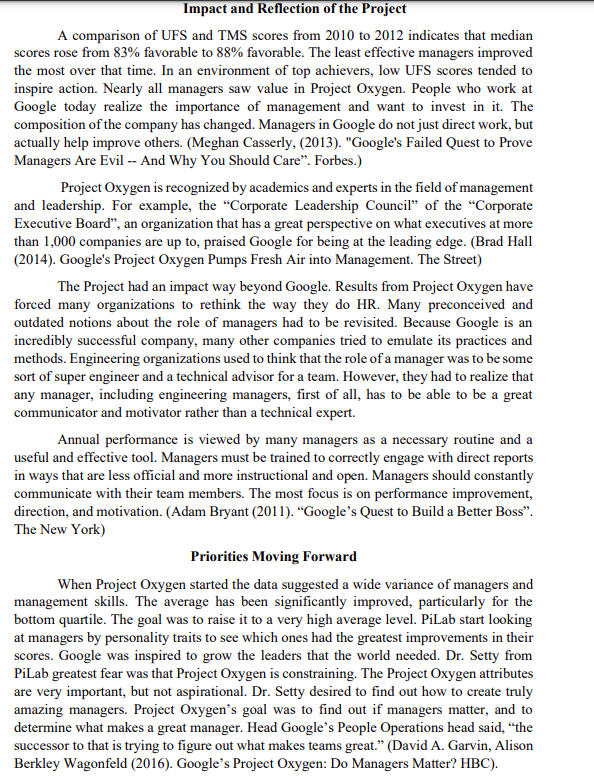 Solved GOOGLE'S PROJECT OXYGEN: DO MANAGERS MATTER? | Chegg.com