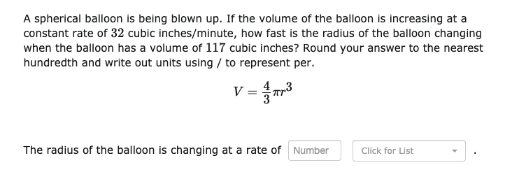 Solved A spherical balloon is being blown up. If the volume | Chegg.com
