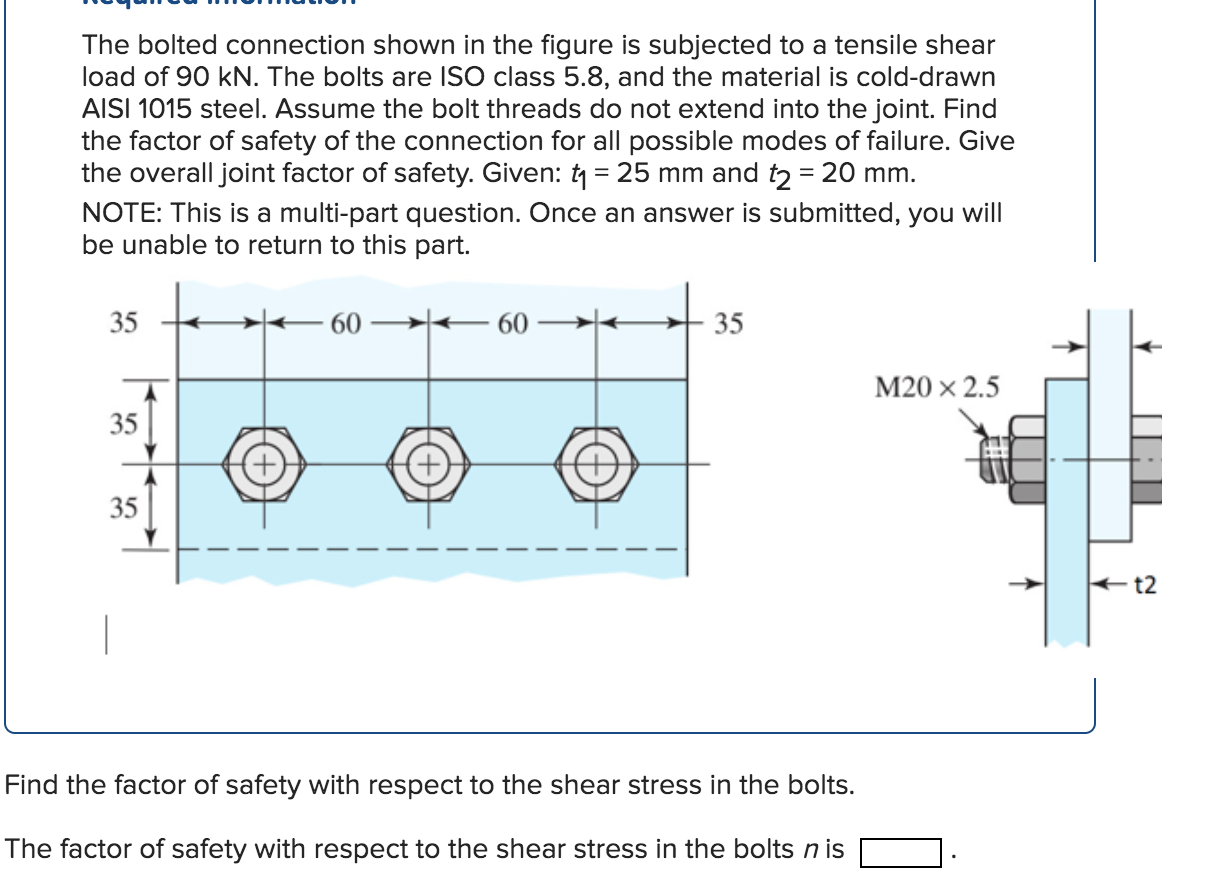 Solved UUUUU The bolted connection shown in the figure is | Chegg.com