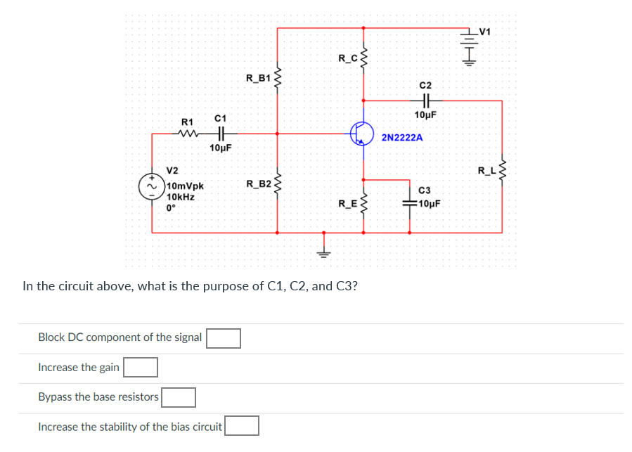 Solved In the circuit above, what is the purpose of C1, C2, | Chegg.com