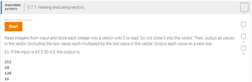 Solved CHALLENGE ACTIVITY 5.7.1: Making and using vectors. | Chegg.com