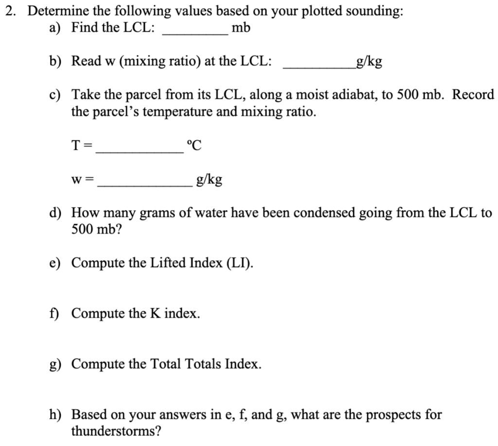 1. Plot the following sounding on the blank skew- T | Chegg.com