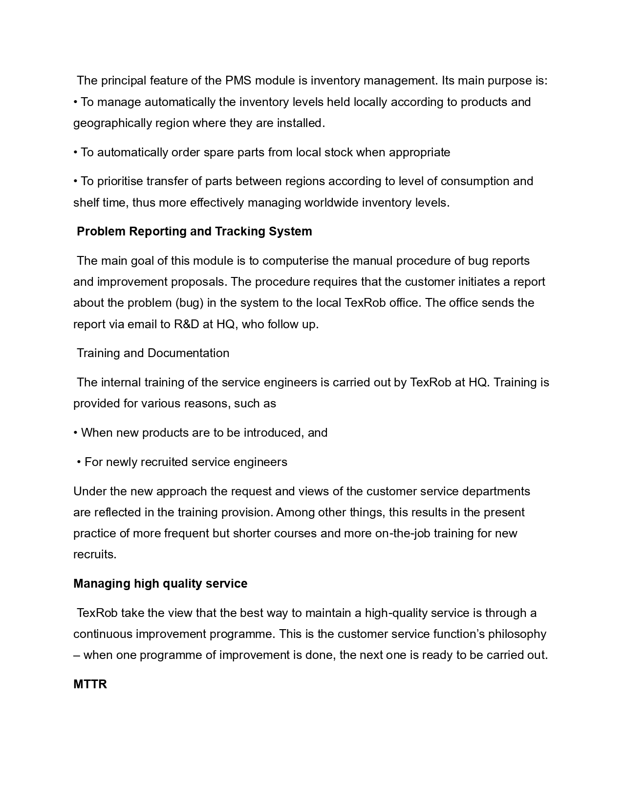 Solved Introduction TexRob is a world leader in the field of | Chegg.com