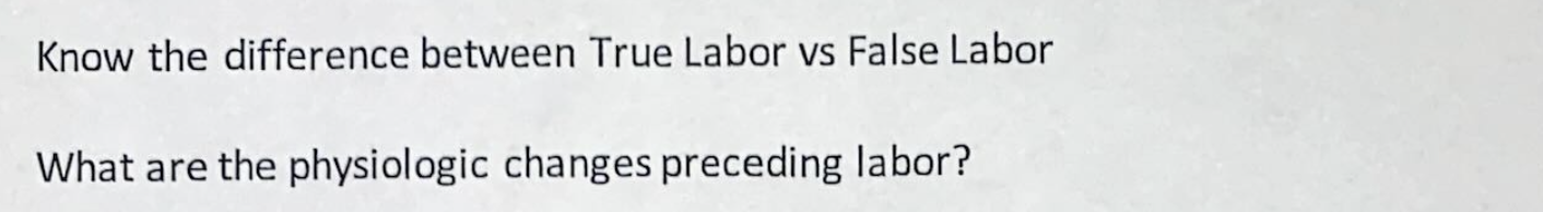 Solved Know the difference between True Labor vs False Labor | Chegg.com