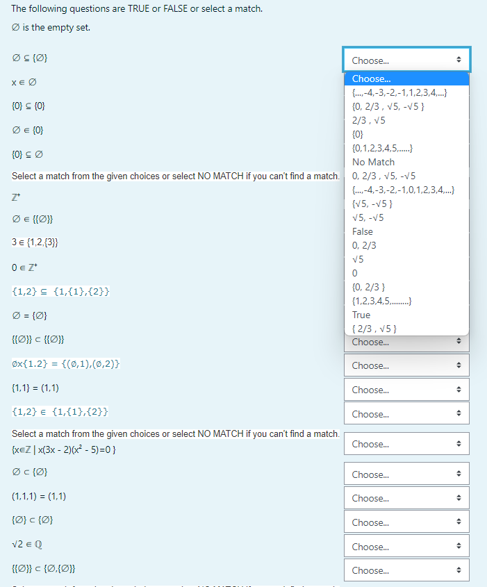 Solved The following questions are TRUE or FALSE or select a | Chegg.com