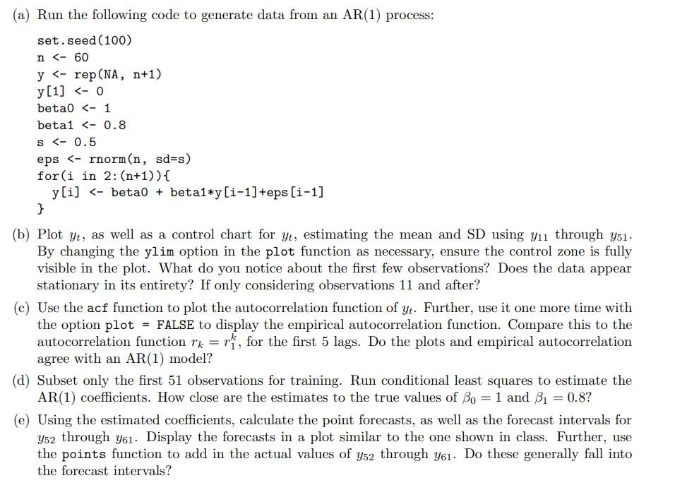 Solved (a) Run the following code to generate data from an | Chegg.com
