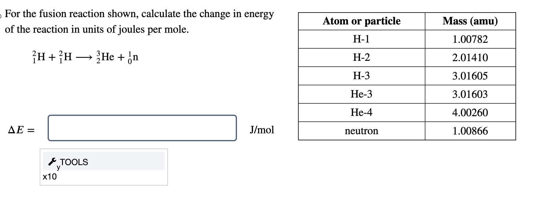 Solved For the fusion reaction shown, calculate the change | Chegg.com