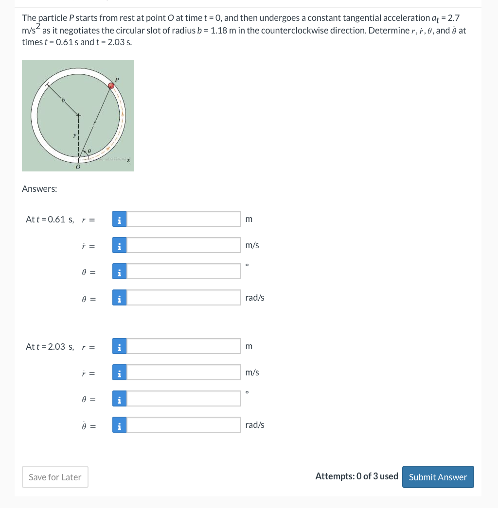 Solved The particle P starts from rest at point O at time | Chegg.com