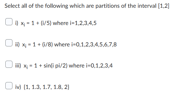 Solved Select all of the following which are partitions of | Chegg.com