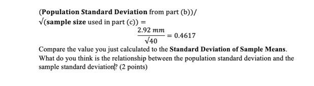 Solved Population Standard Deviation From Part B