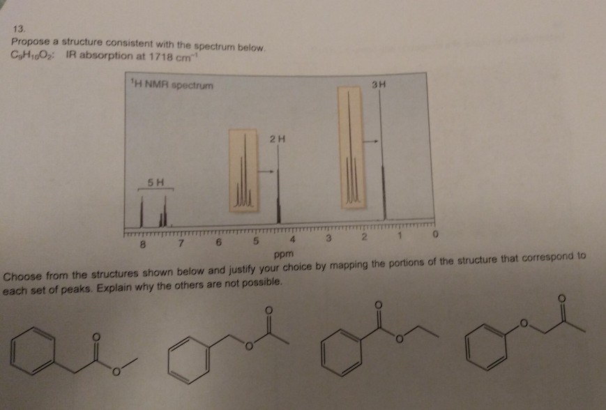 Solved 13 Propose a structure consistent with the spectrum | Chegg.com